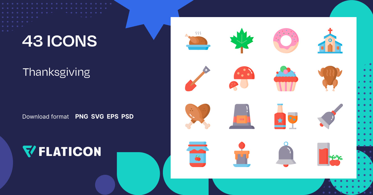 Pack de iconos Thanksgiving | Flat | 43 Iconos .SVG