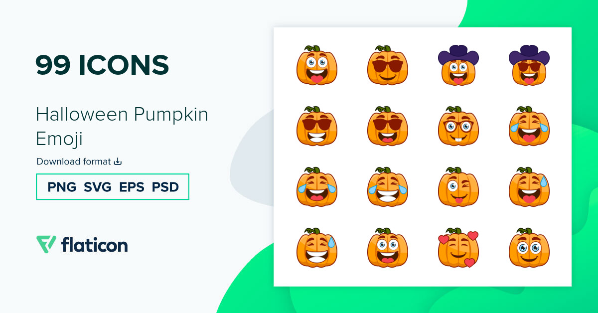 Halloween Pumpkin Emoji Icon Pack | Outline Color | 99 .SVG Icons