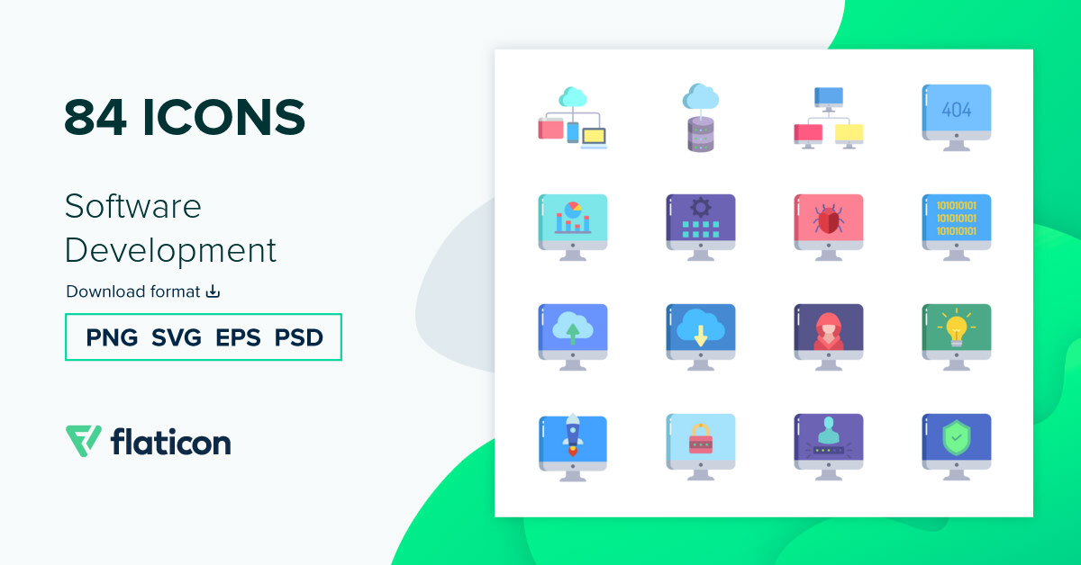 Software Development Icon Pack | Color fill | 84 .SVG Icons