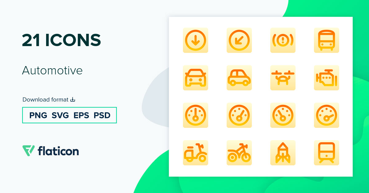 Automotive Icon Pack | Flat Gradient | 21 .SVG Icons