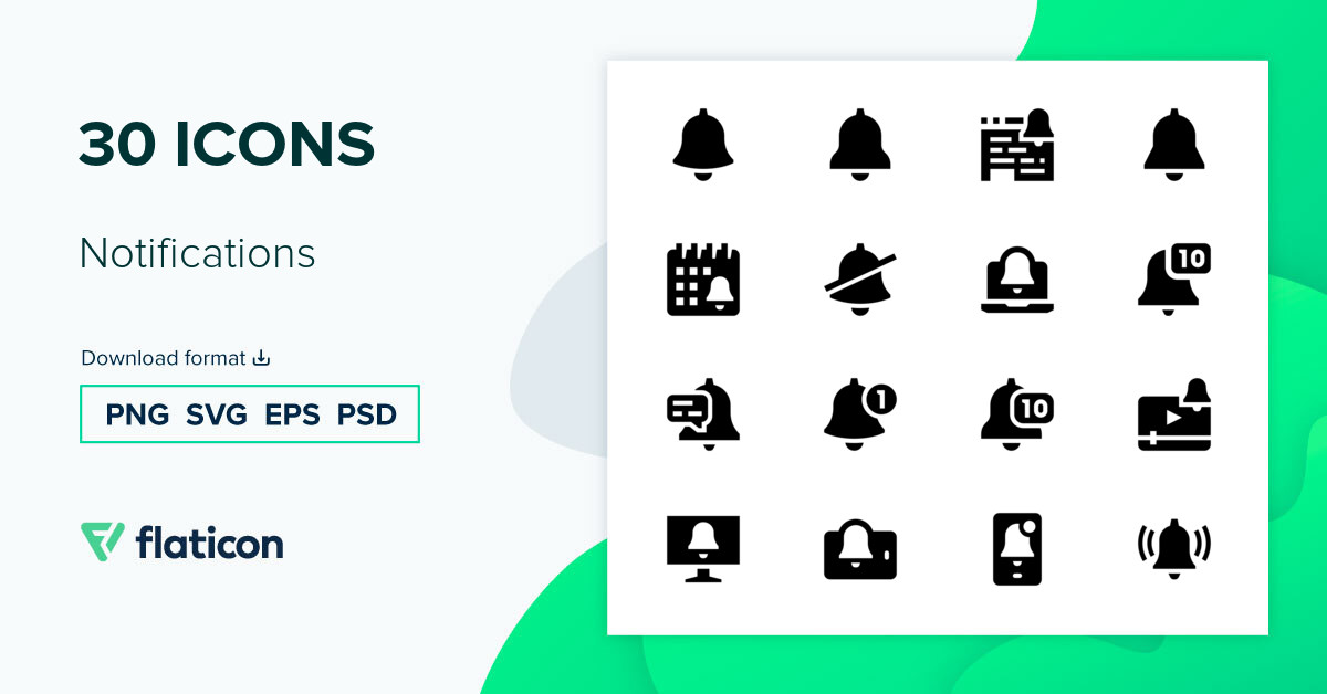 Notifications Icon Pack | Solid | 30 .SVG Icons