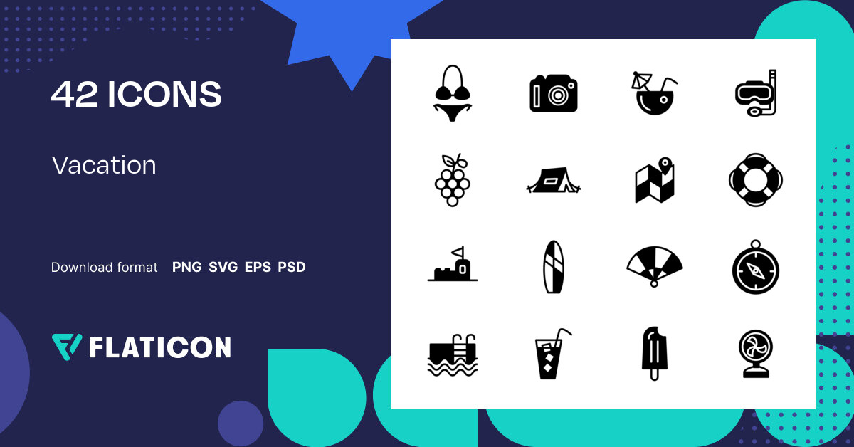 Vacation Icon Pack | Mixed | 42 .SVG Icons