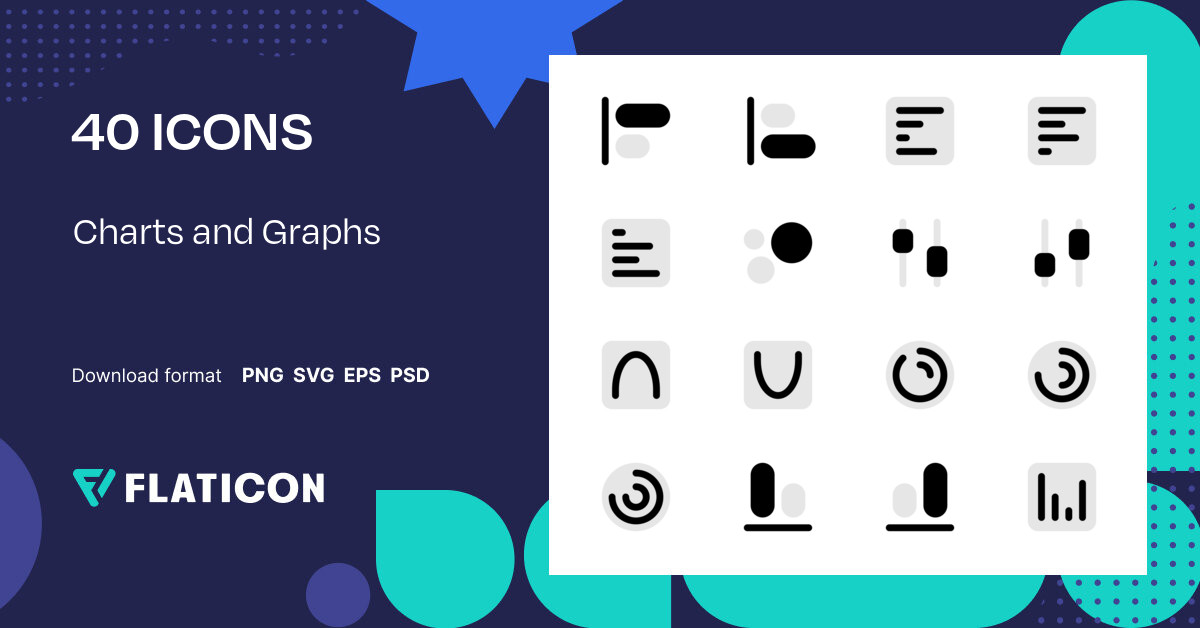 Charts and Graphs Icon Pack | Grey | 40 .SVG Icons