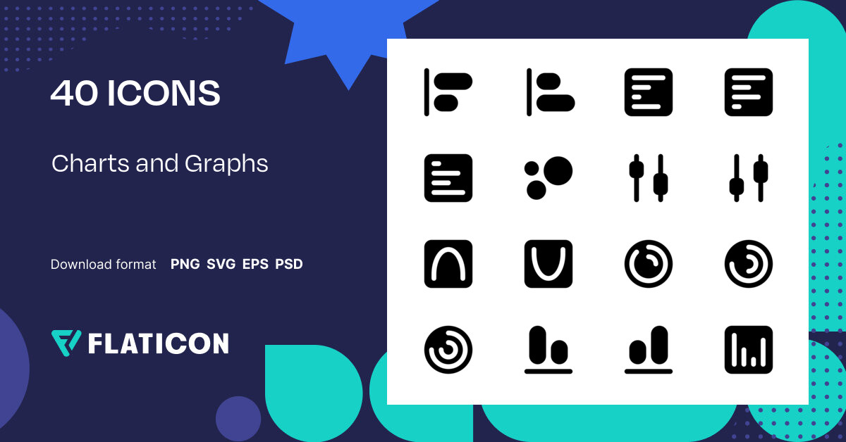 Charts and Graphs Icon Pack | Glyph | 40 .SVG Icons