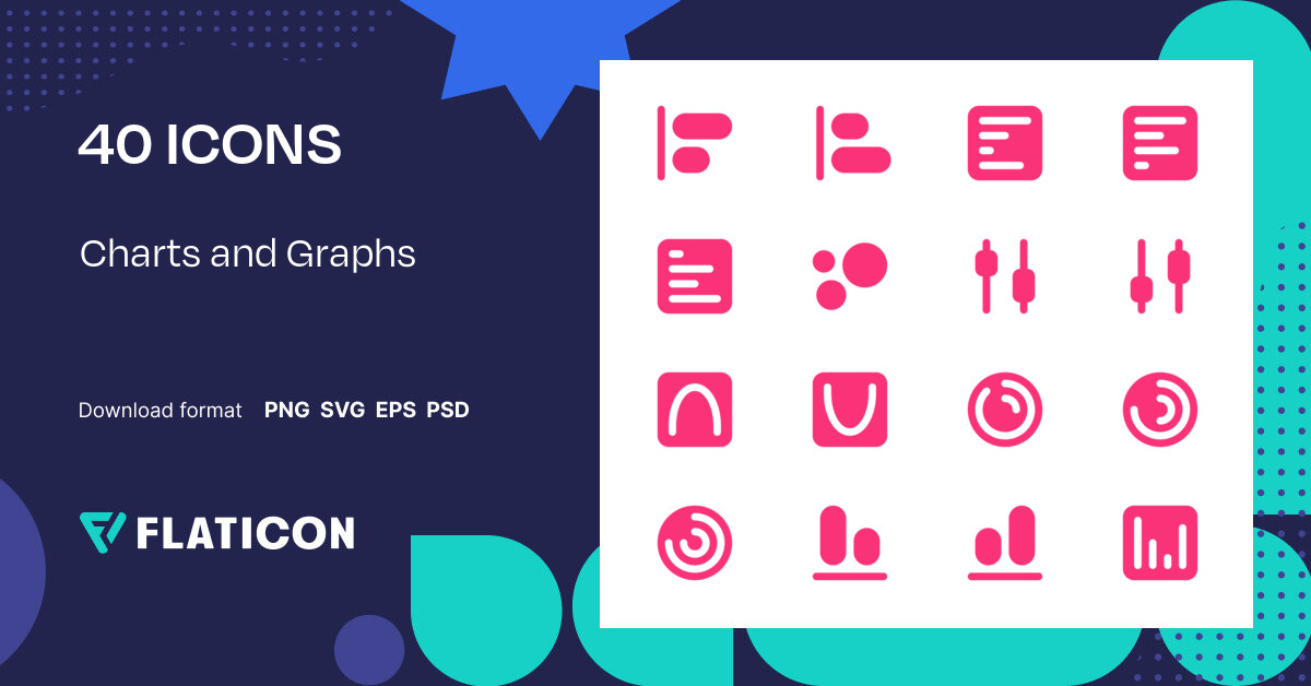 Charts and Graphs Icon Pack | Flat | 40 .SVG Icons