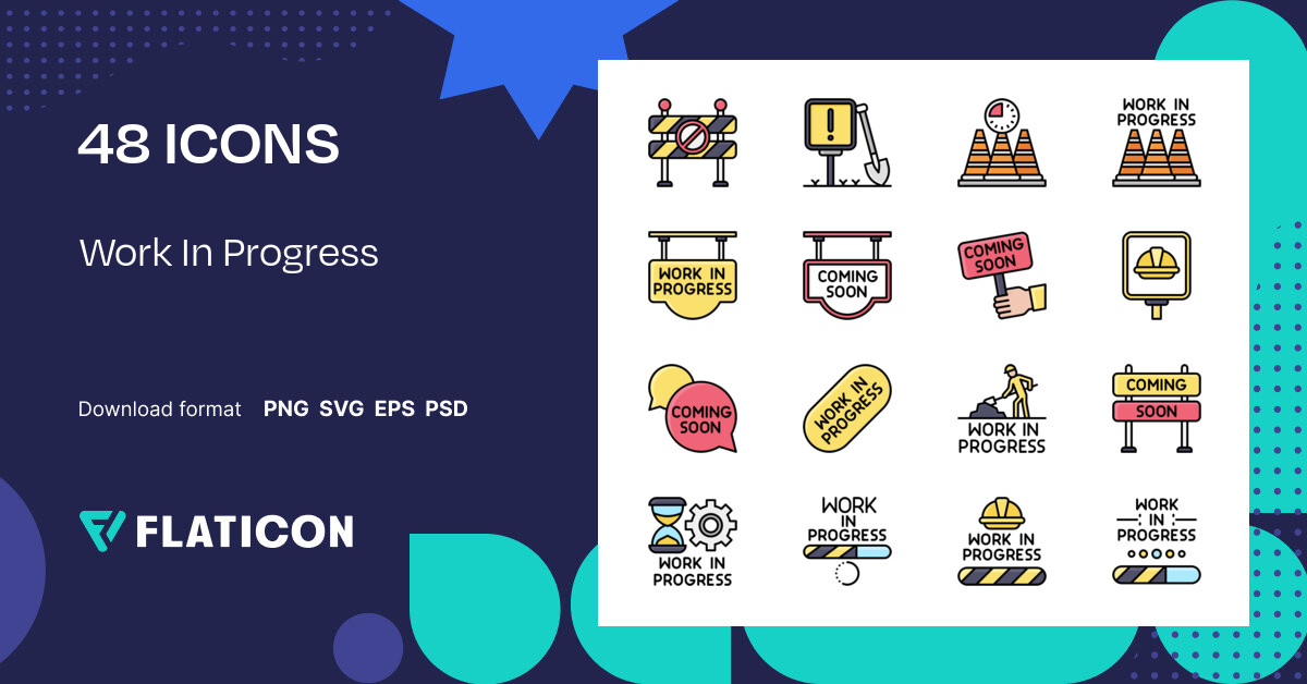 Work In Progress Icon Pack | Outline Color | 48 .SVG Icons