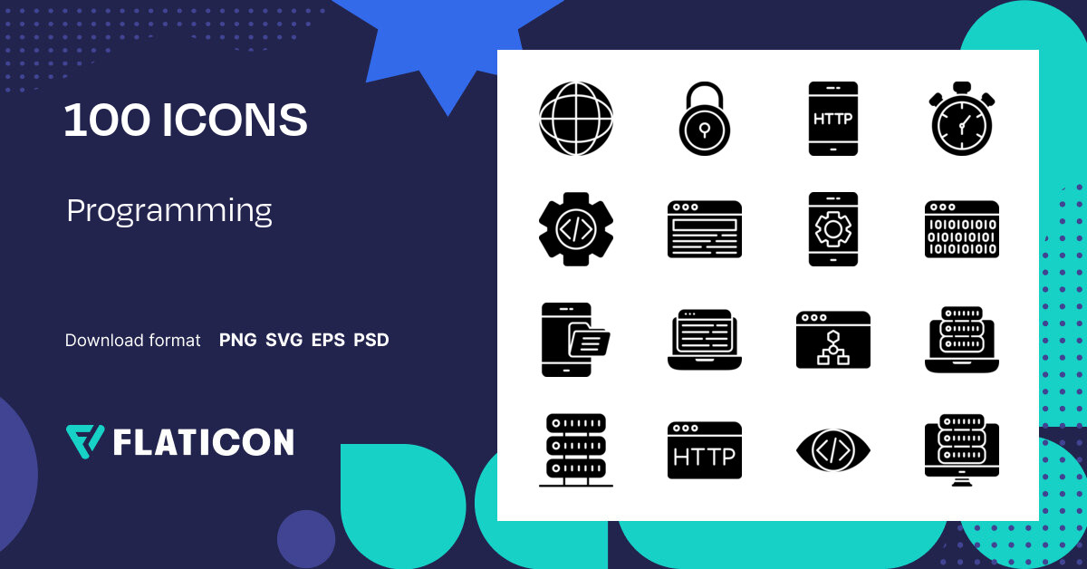 Programming Icon Pack | Glyph | 100 .SVG Icons