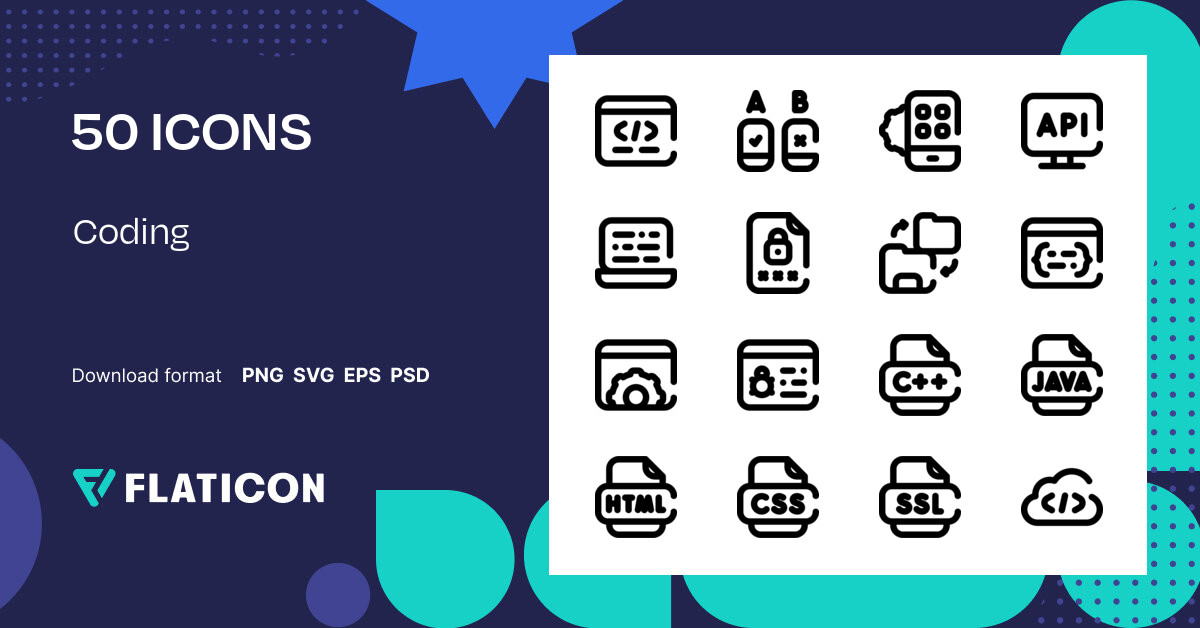 Coding Icon Pack | Outline | 50 .SVG Icons