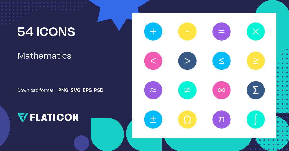 Mathematics Icon Pack | Flat | 54 .SVG Icons
