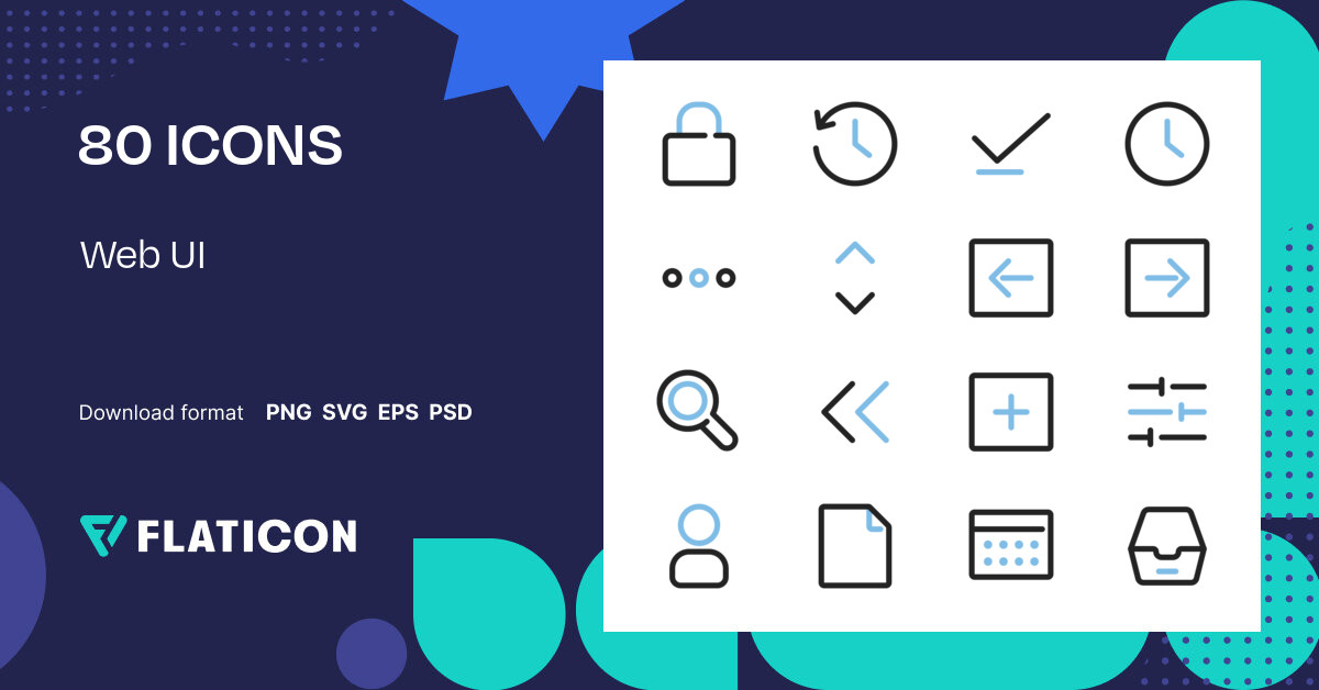 Web UI Icon Pack | Outline Color | 80 .SVG Icons