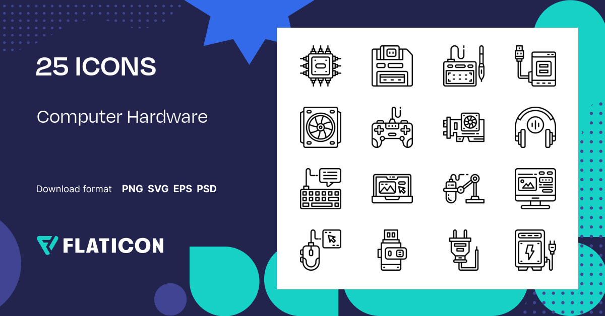 Computer Hardware Icon Pack | Detailed Outline | 25 .SVG Icons