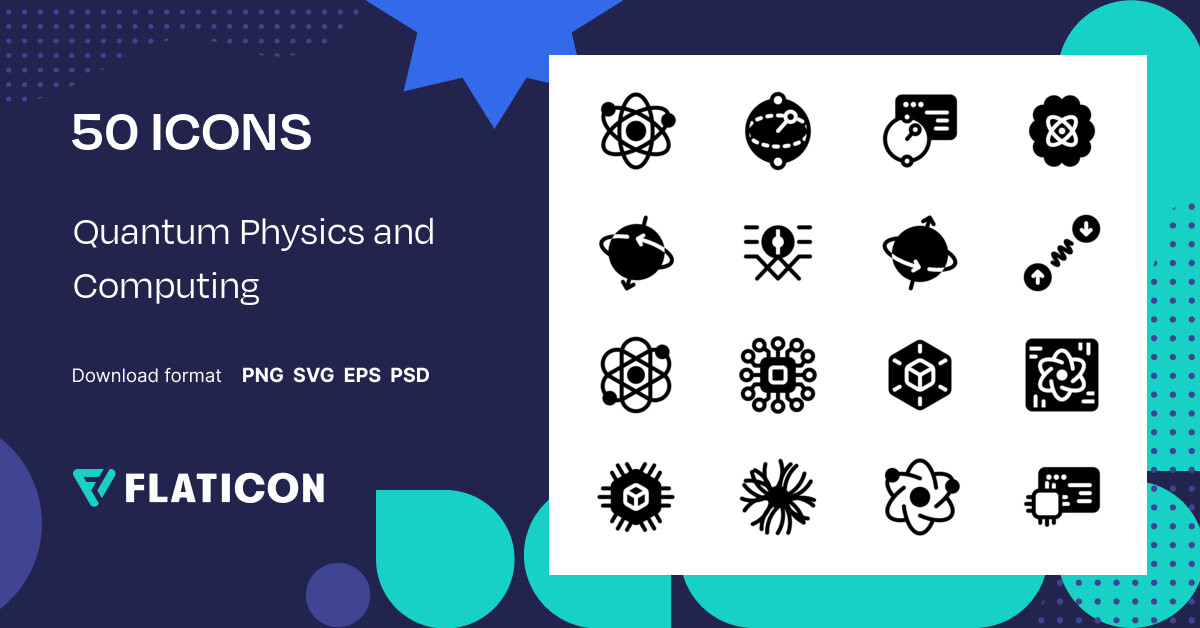 Quantum Physics and Computing Icon Pack | Glyph | 50 .SVG Icons