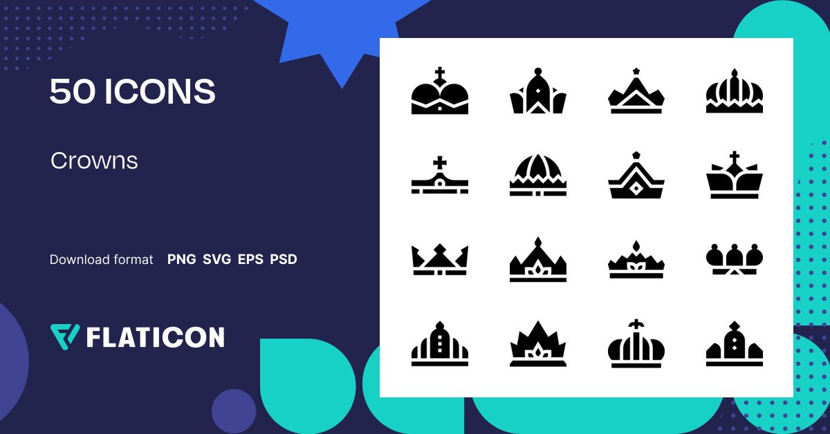 Crowns Icon Pack | Filled | 50 .SVG Icons