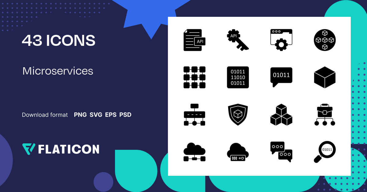 Microservices Icon Pack | Black fill | 43 .SVG Icons