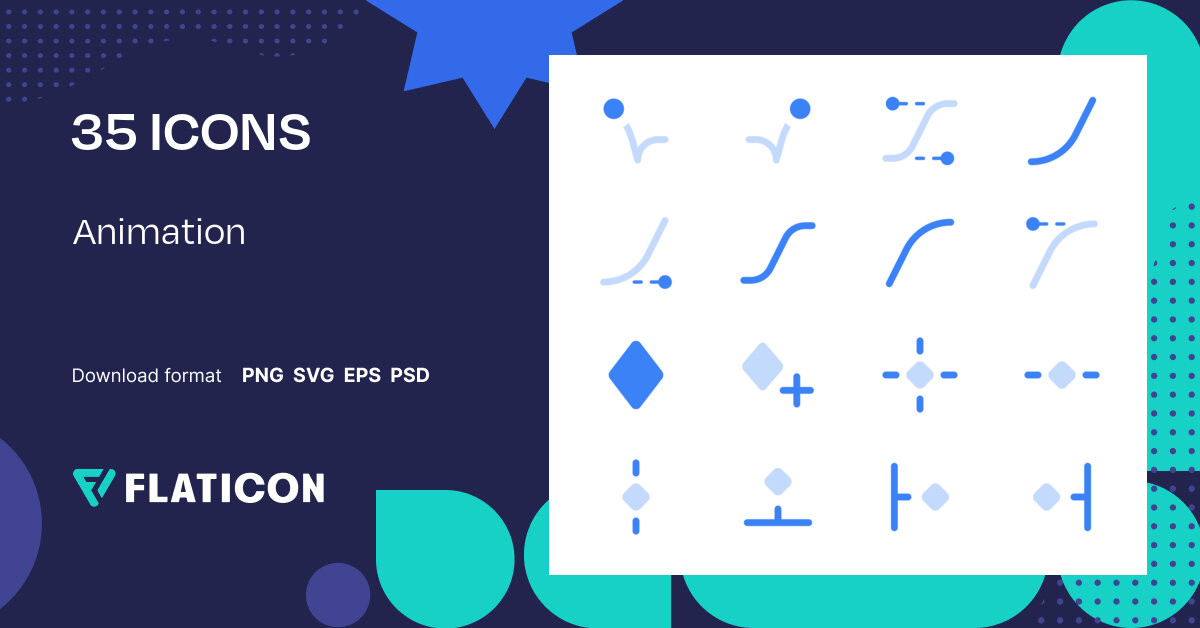Animation Icon Pack | Blue | 35 .SVG Icons