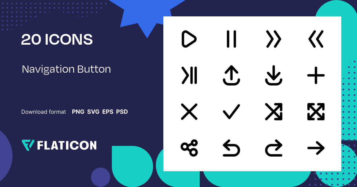 Navigation Button Icon Pack | Basic Outline | 20 .SVG Icons