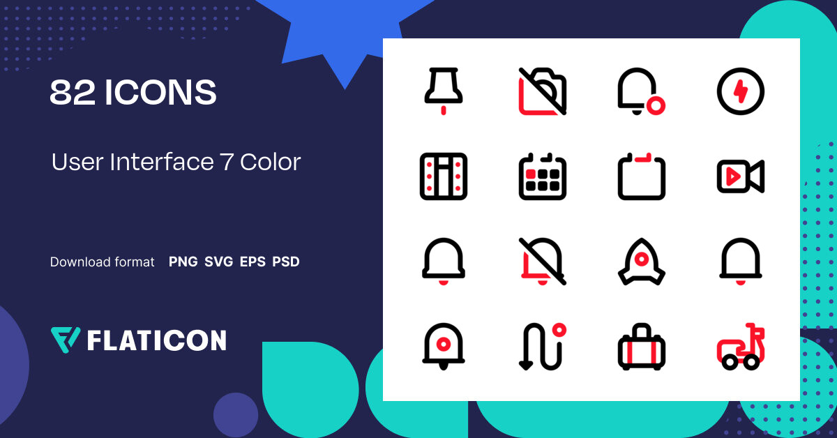 Pack de iconos User interface 7 color | Color lineal-color | 82 Iconos .SVG