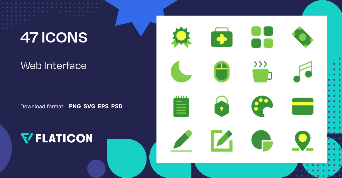 Web Interface Icon Pack | Color fill | 47 .SVG Icons
