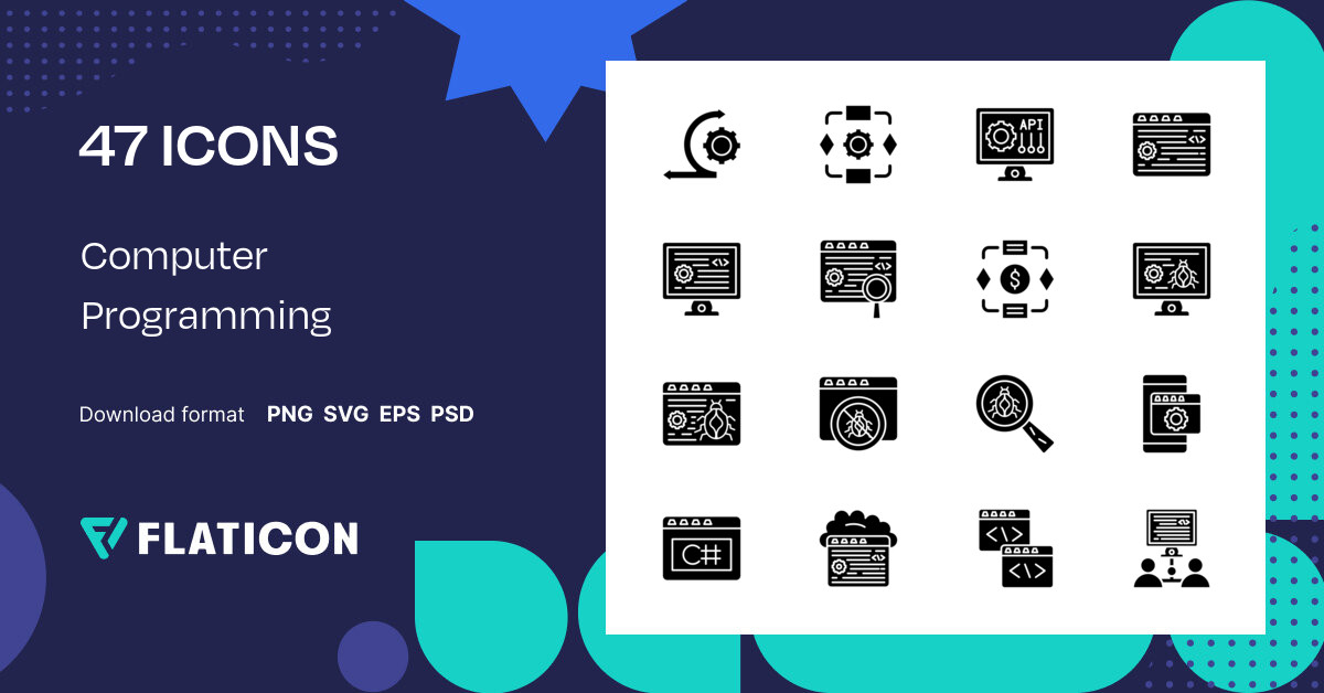 Computer Programming Icon Pack | Black fill | 47 .SVG Icons