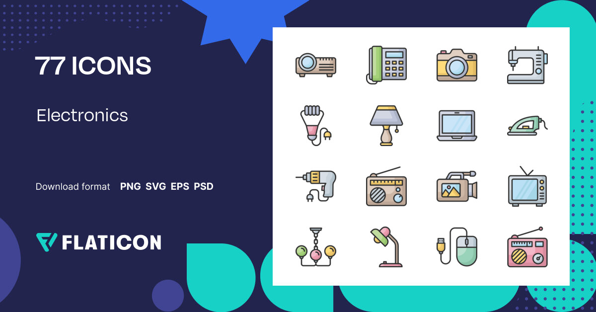 Electronics Icon Pack | Color lineal-color | 77 .SVG Icons