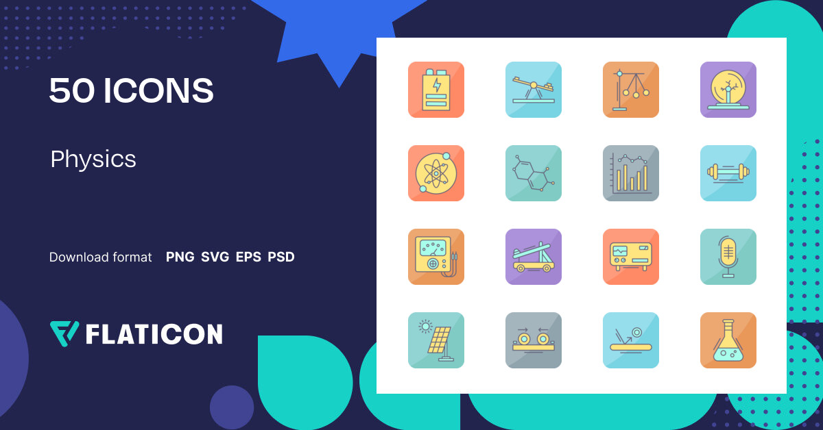 Physics Icon Pack | Color lineal-color | 50 .SVG Icons