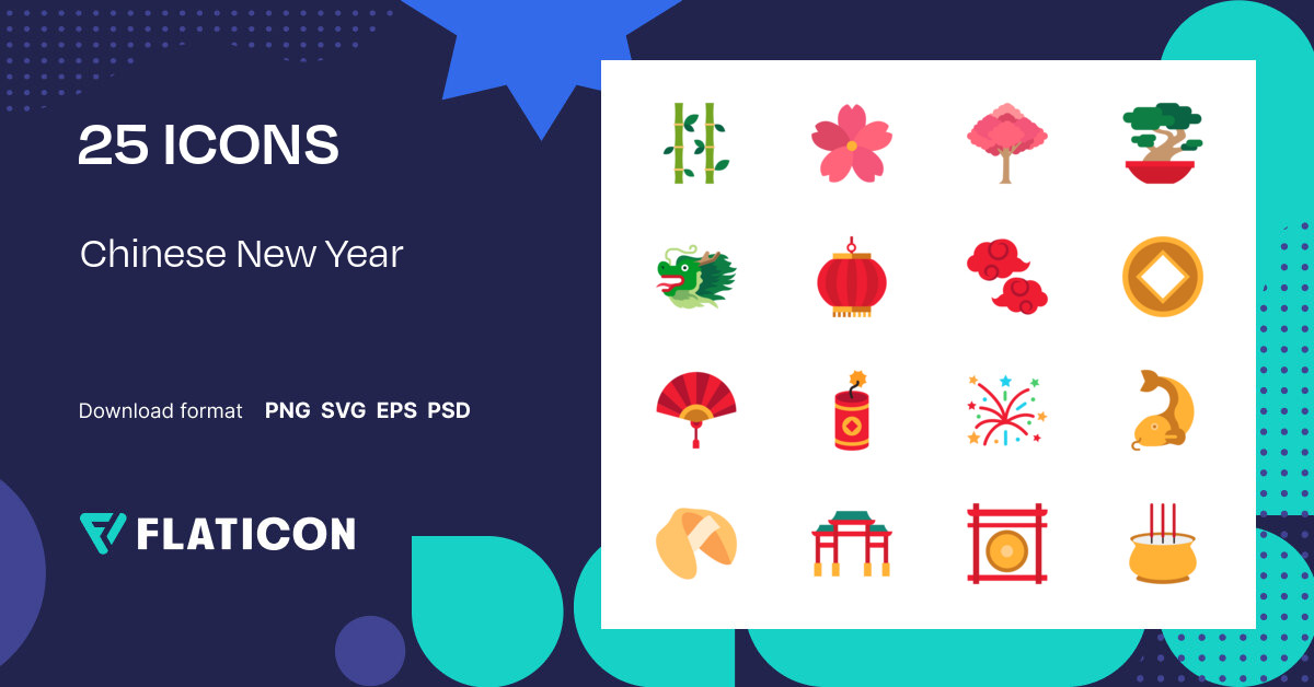 Chinese New Year Icon Pack | Color fill | 25 .SVG Icons