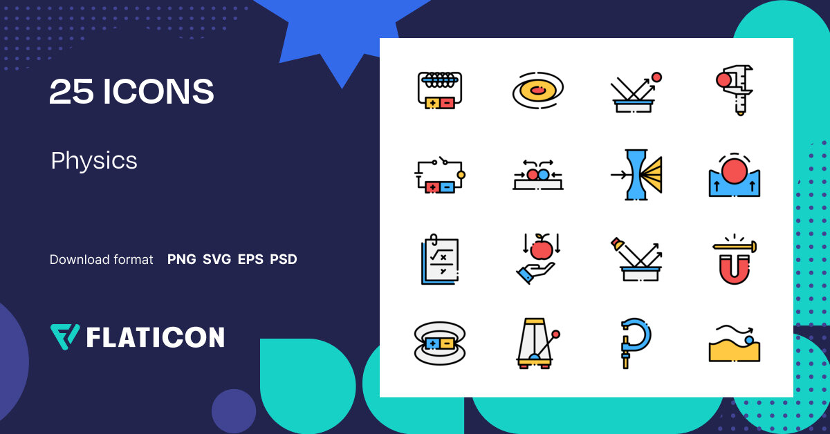 Physics Icon Pack | Color lineal-color | 25 .SVG Icons