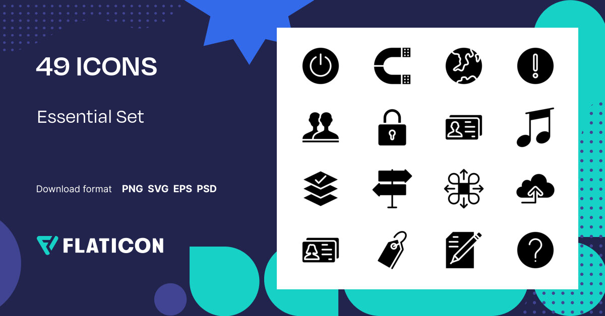 Essential Set Icon Pack | Black fill | 50 .SVG Icons