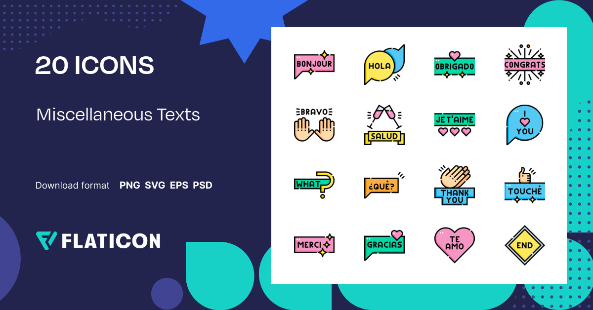 Miscellaneous Texts Icon Pack | Lineal color | 20 .SVG Icons