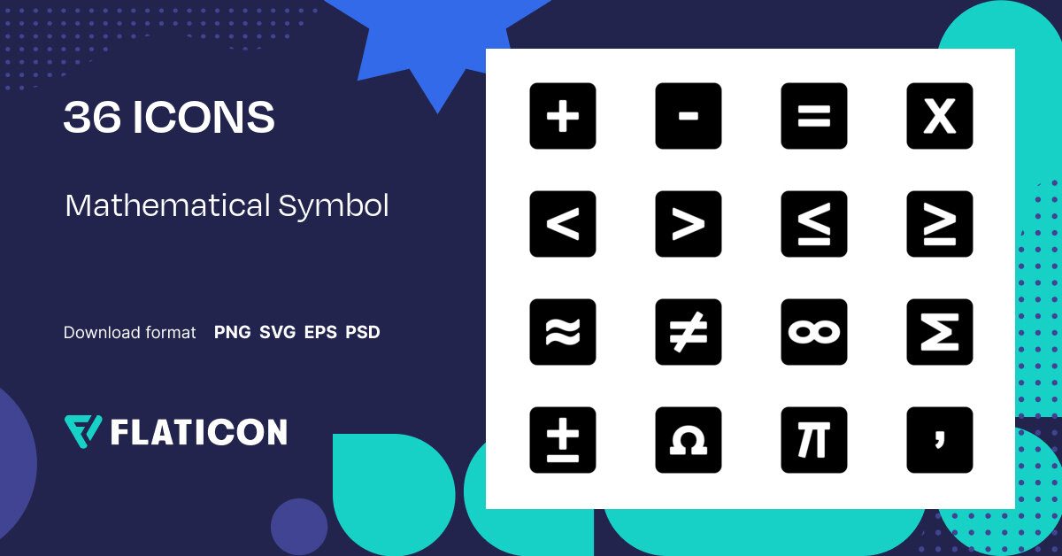 Mathematical Symbol Icon Pack | Black fill | 36 .SVG Icons