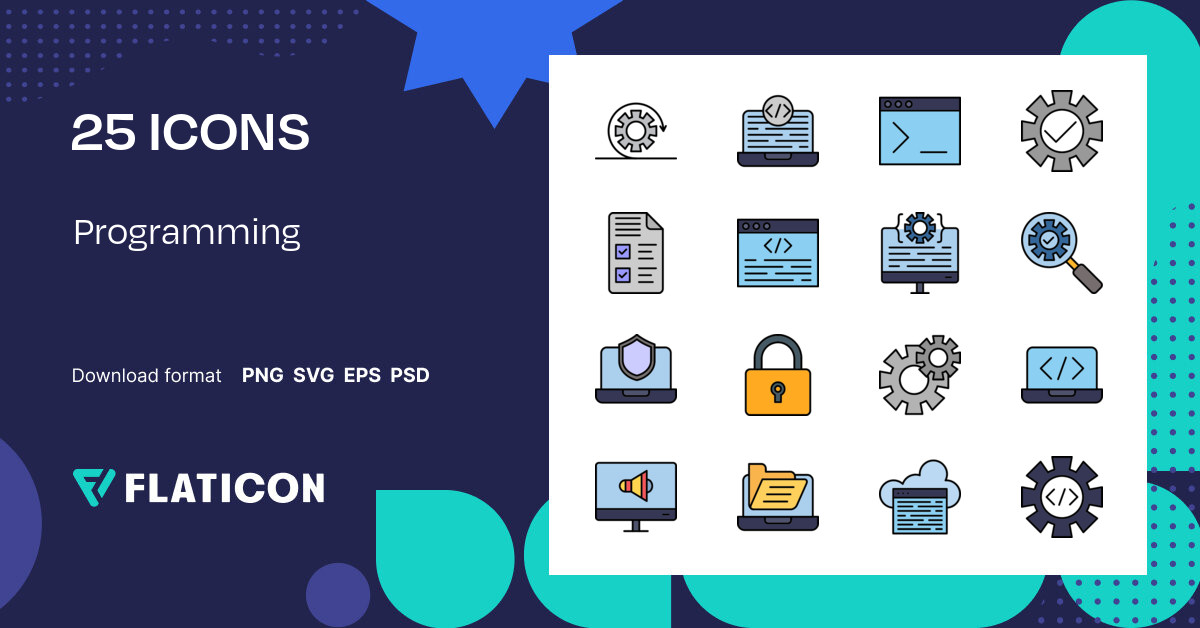 Programming Icon Pack | Color lineal-color | 25 .SVG Icons