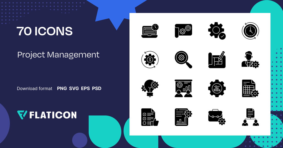 Project Management Icon Pack | Black fill | 70 .SVG Icons