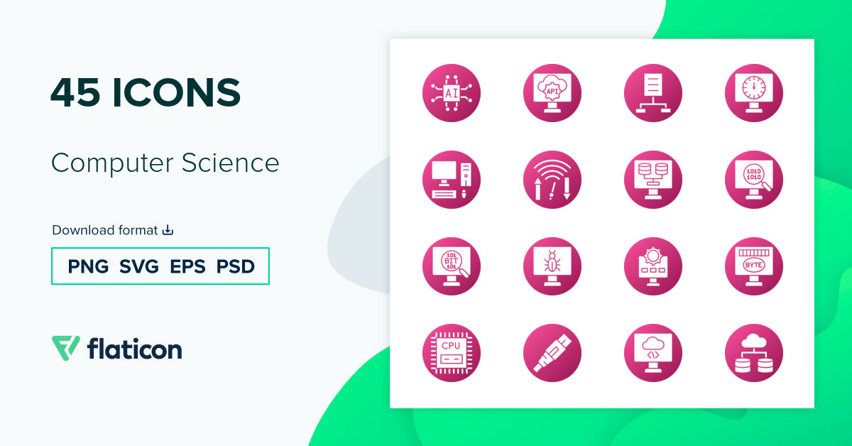 Computer Science Icon Pack | Gradient fill | 45 .SVG Icons