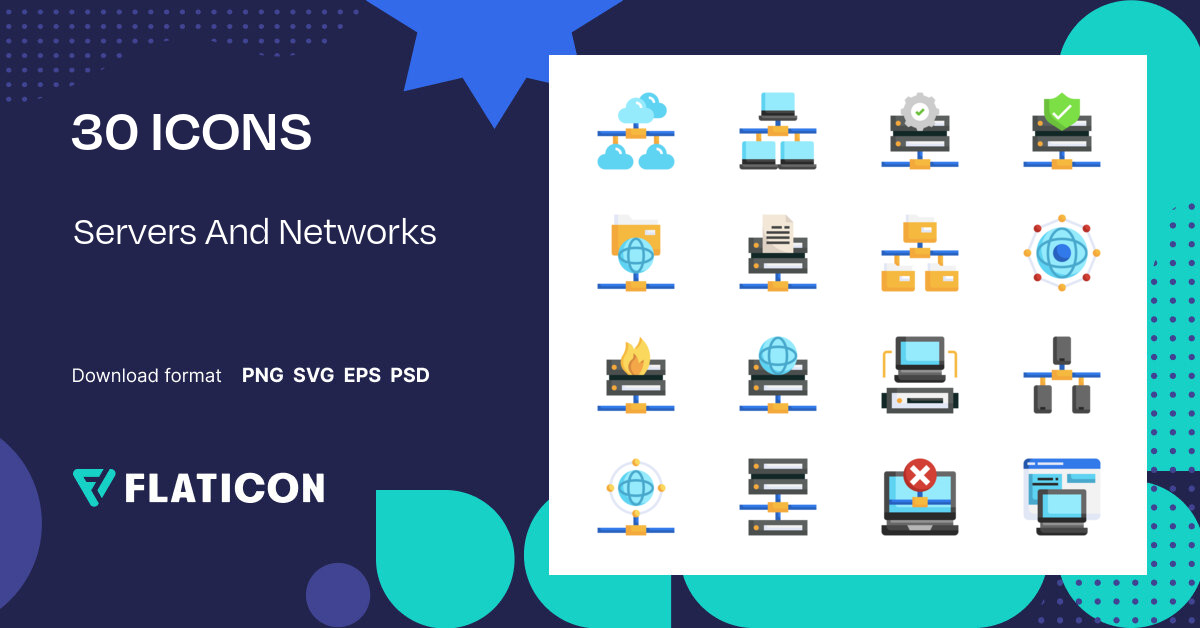 Servers And Networks Icon Pack | Flat | 30 .SVG Icons