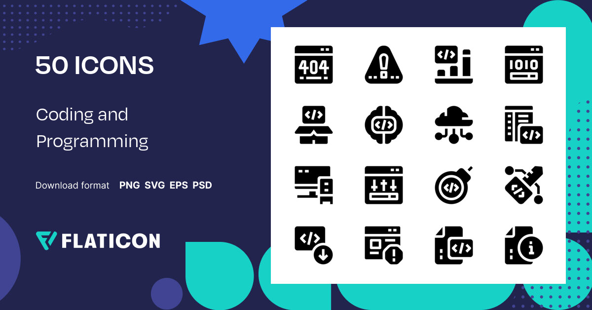 Coding and Programming Icon Pack | Black fill | 50 .SVG Icons