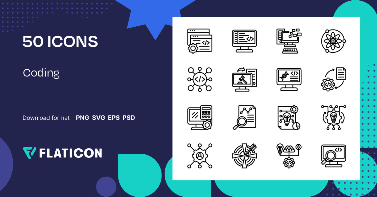 Coding Icon Pack | Black outline | 50 .SVG Icons