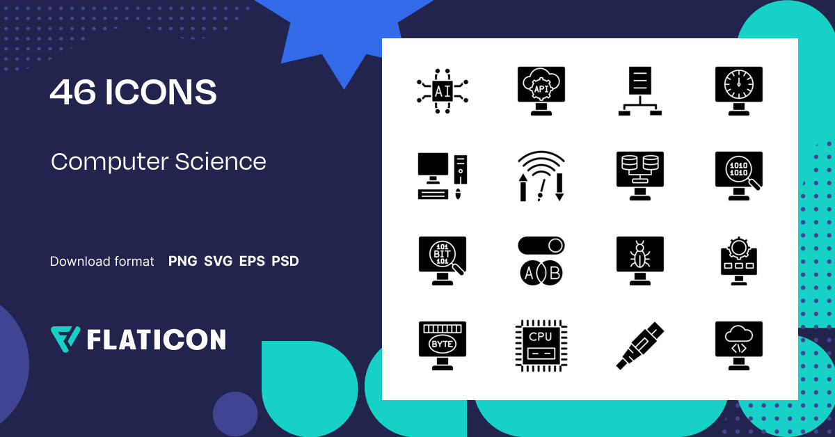 Computer Science Icon Pack | Black fill | 46 .SVG Icons