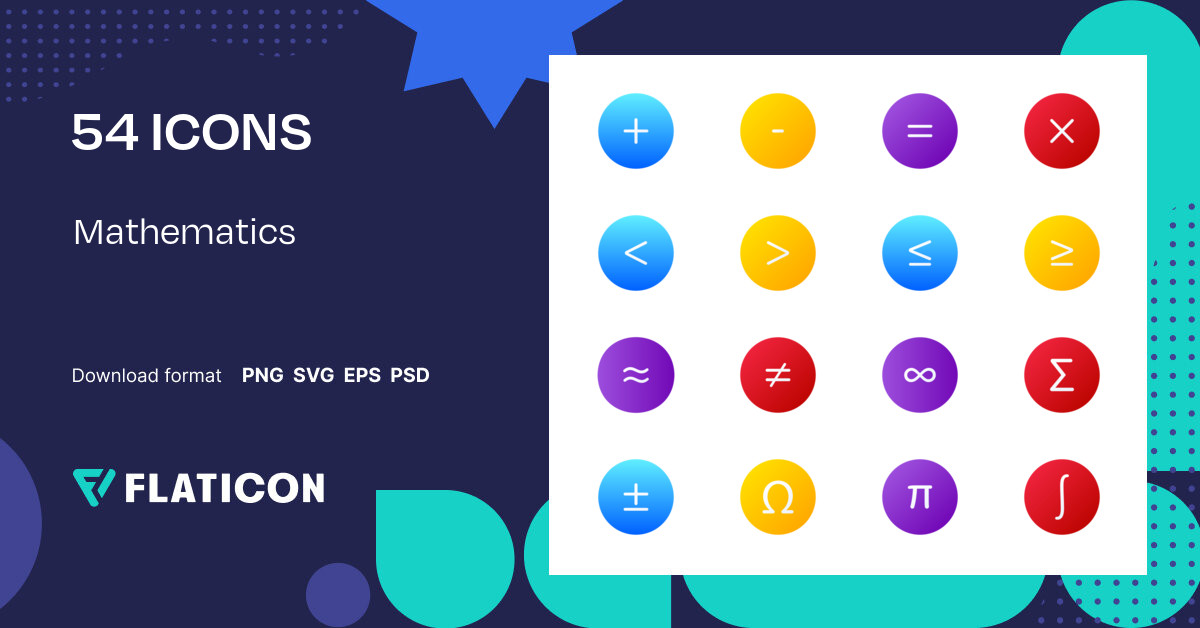 Mathematics Icon Pack | Gradient fill | 54 .SVG Icons