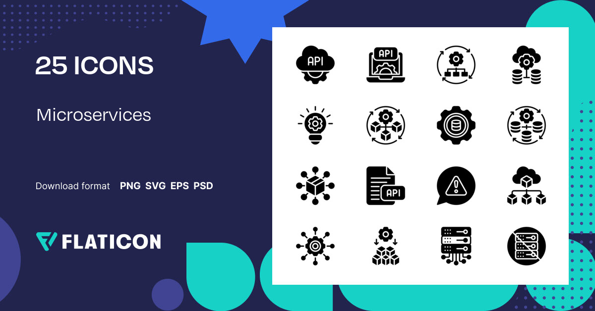 Microservices Icon Pack | Black fill | 25 .SVG Icons