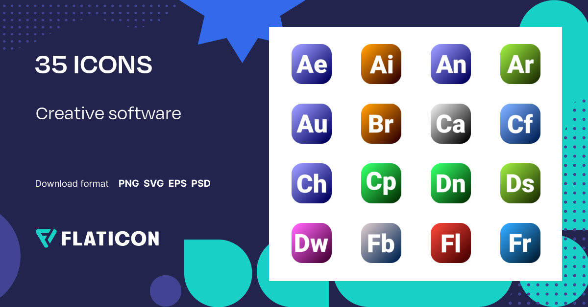 Creative software Icon Pack | Gradient fill | 35 .SVG Icons