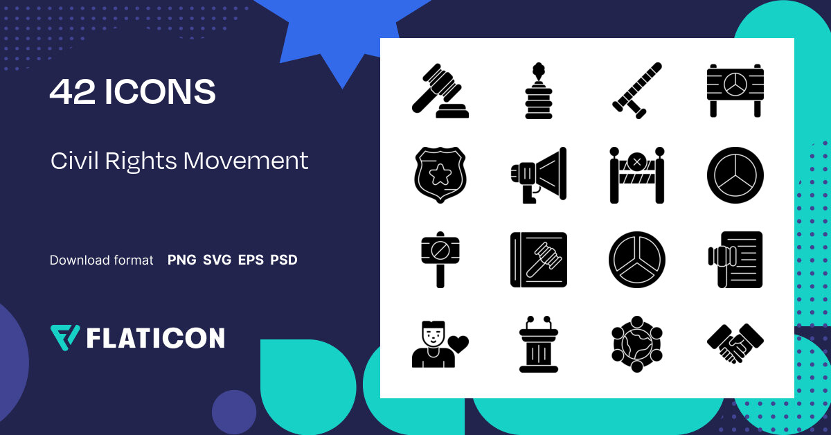 Civil Rights Movement Icon Pack | Black fill | 42 .SVG Icons