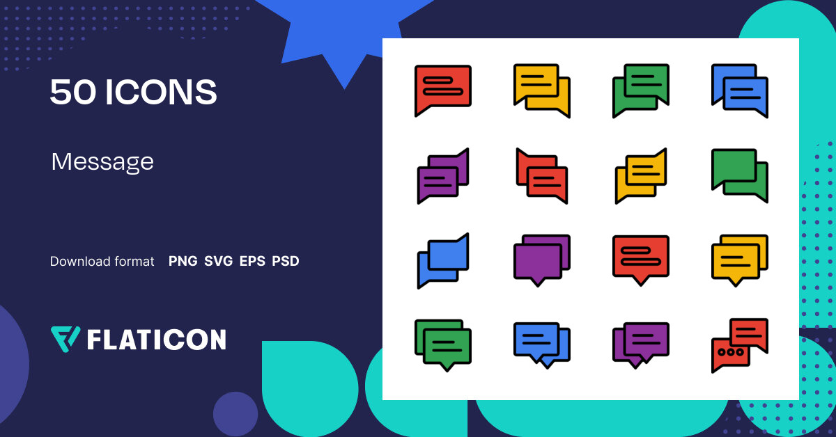 Message Icon Pack | Color lineal-color | 50 .SVG Icons