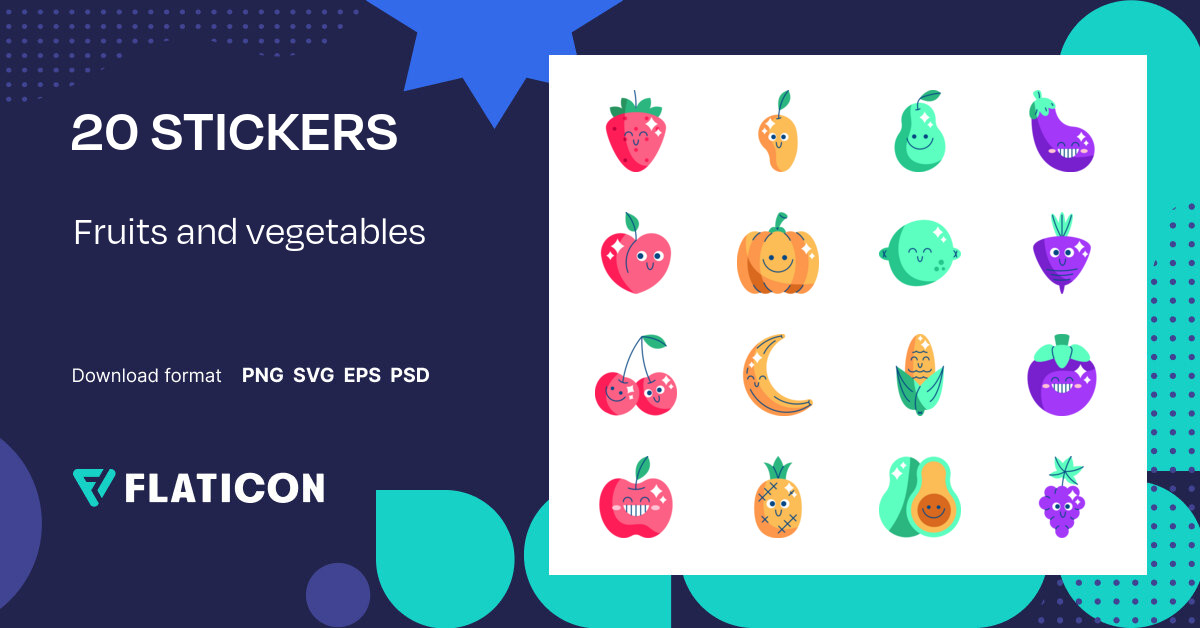 Pack of free Fruits and vegetables stickers (SVG, PNG) | Flaticon