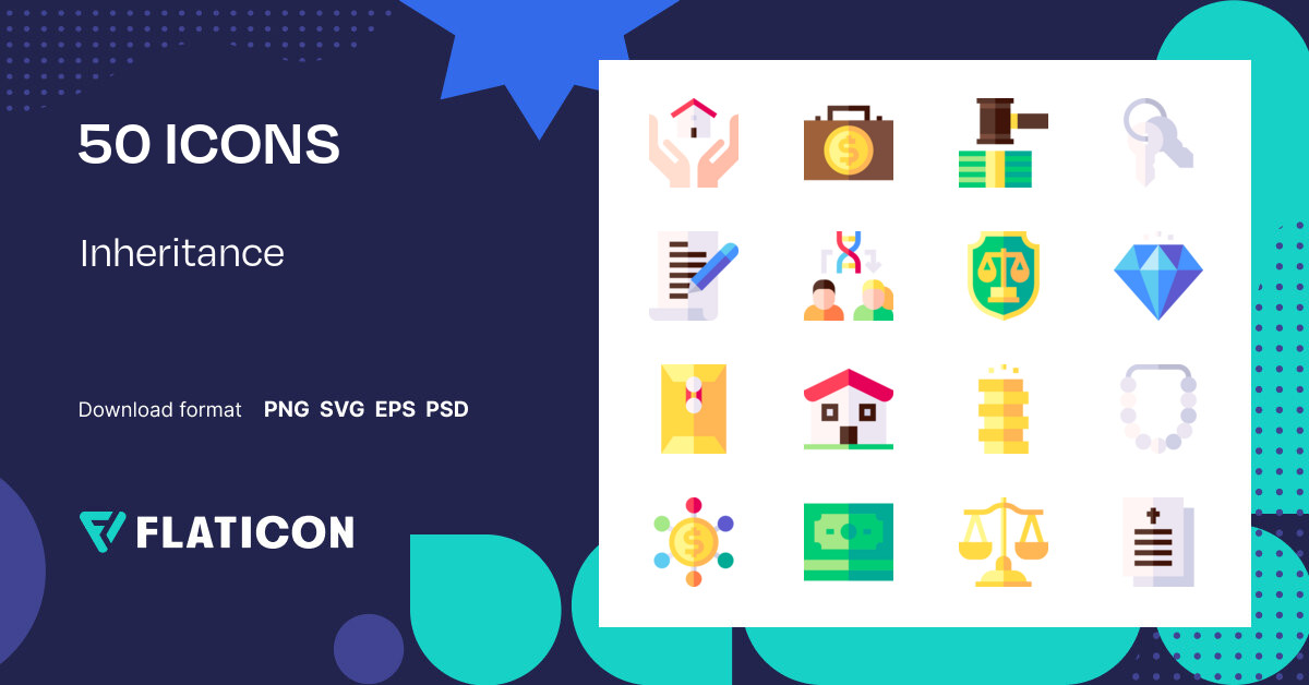 Inheritance Icon Pack | Flat | 50 .SVG Icons