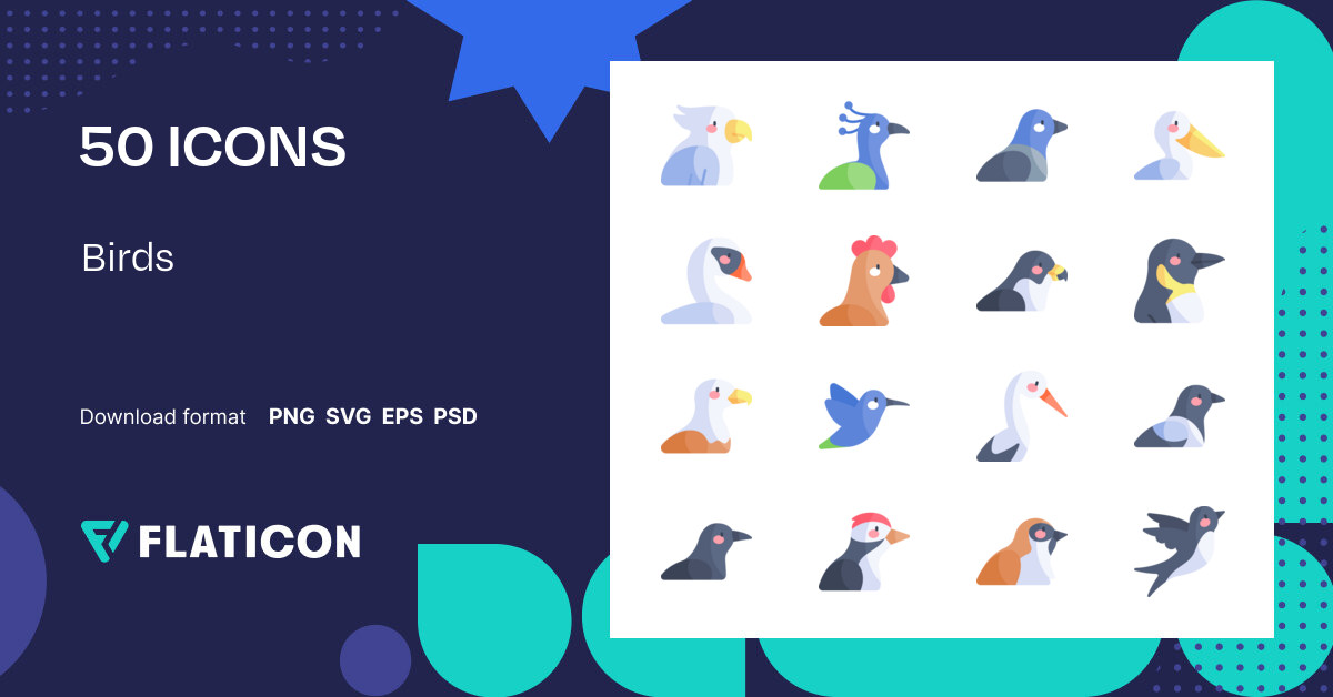 Birds Icon Pack | Flat | 50 .SVG Icons