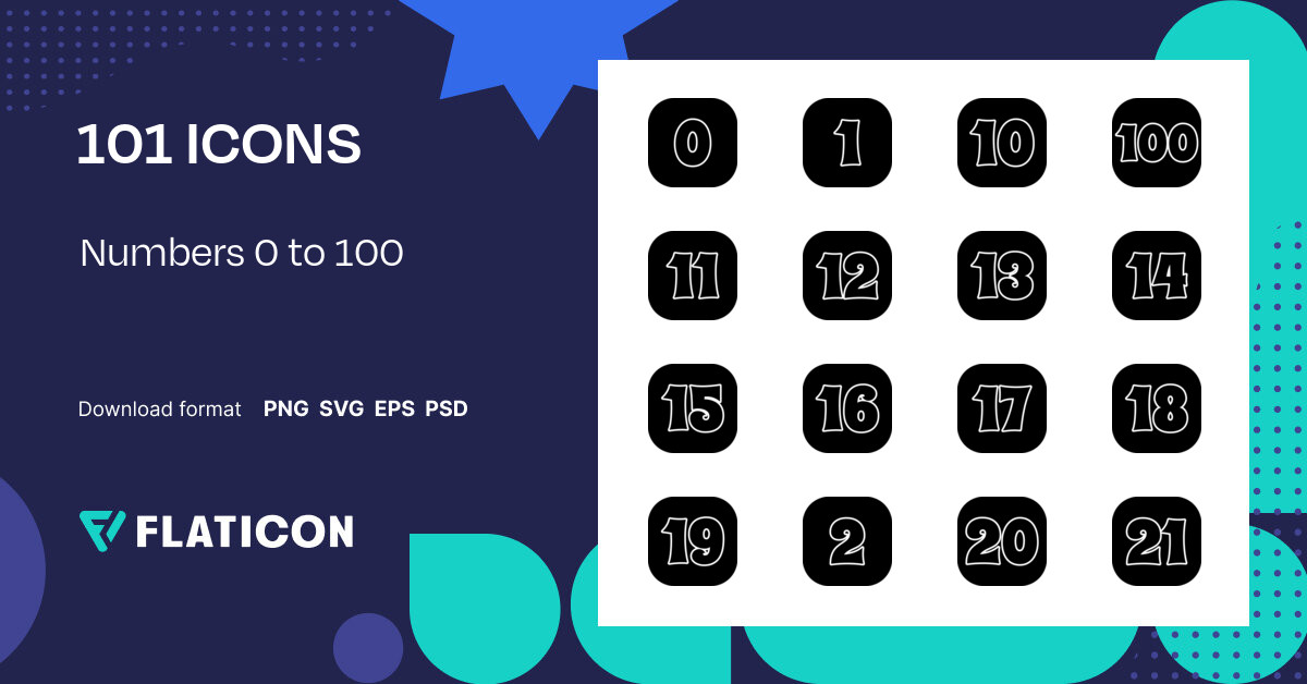 Pack de iconos Numbers 0 to 100 | Black fill | +100 Iconos .SVG