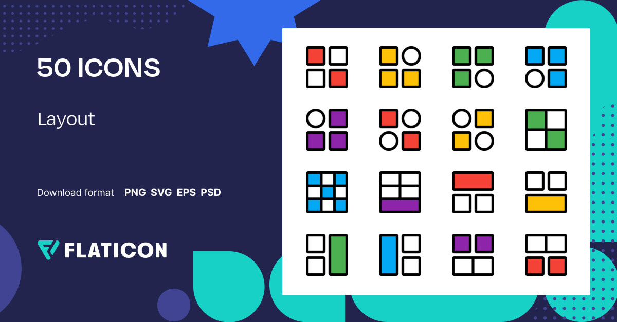 Layout Icon Pack | Color lineal-color | 50 .SVG Icons
